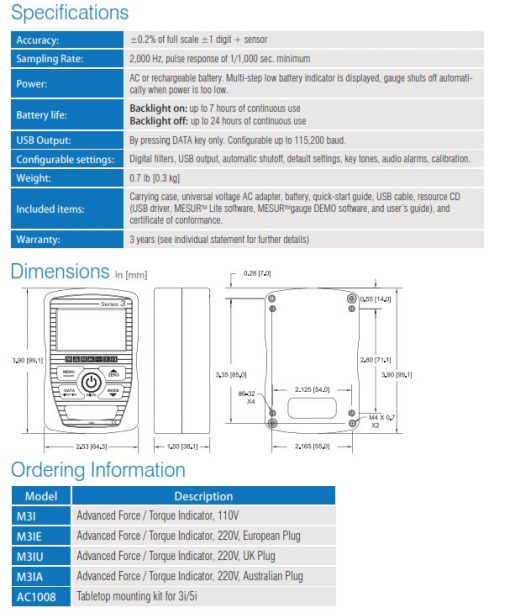 Mark-10 Digital Torque Indicator Model 3i | Willrich Precision Instruments