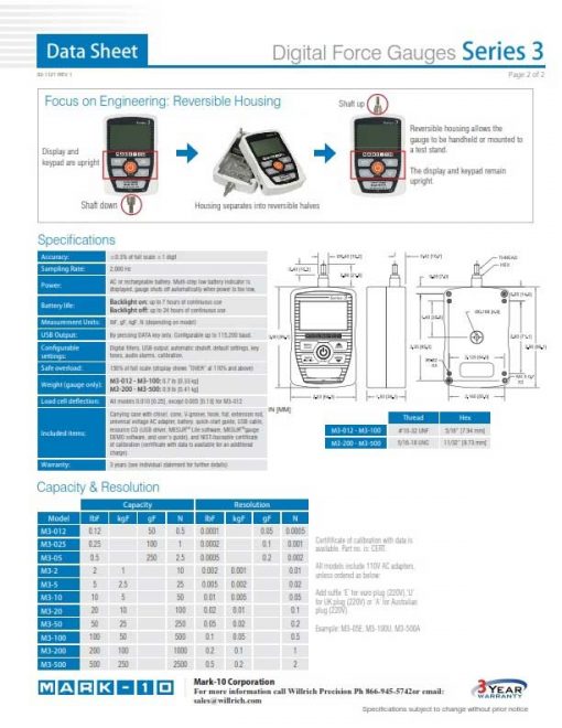 Mark-10 Digital Force Gage Series 3 | Willrich Precision Instruments
