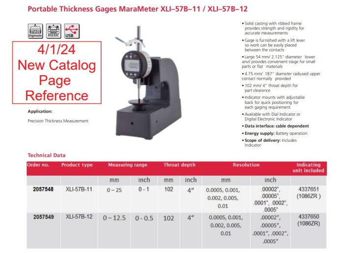 Mahr Federal 57B Thickness Gages Bench Style Dial or Digital ...