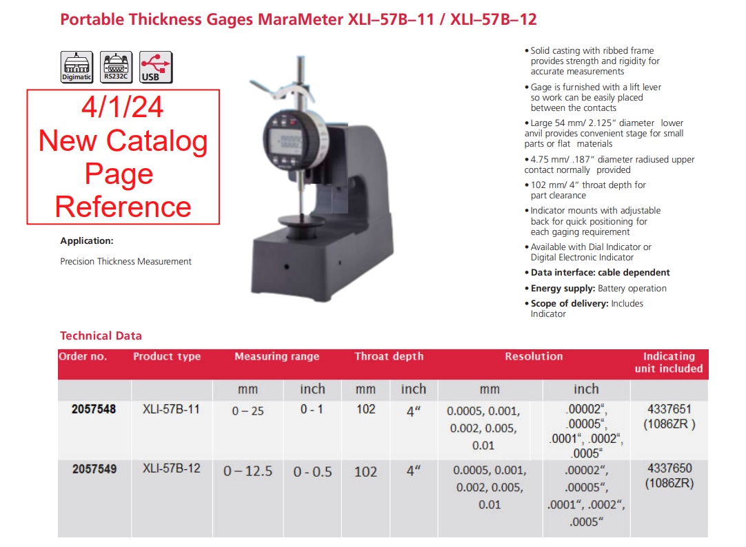 Mahr Federal 57B Thickness Gages Bench Style Dial or Digital ...