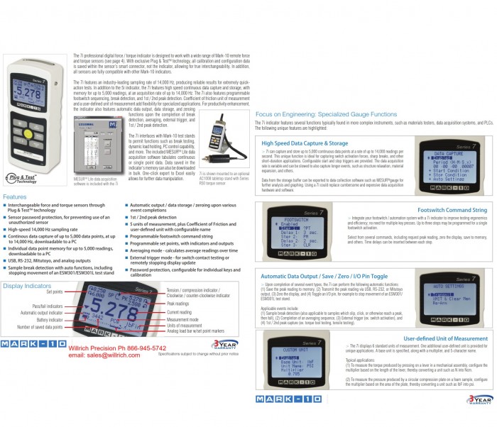 Mark-10 Digital Torque Indicator Model 7i | Willrich Precision Instruments