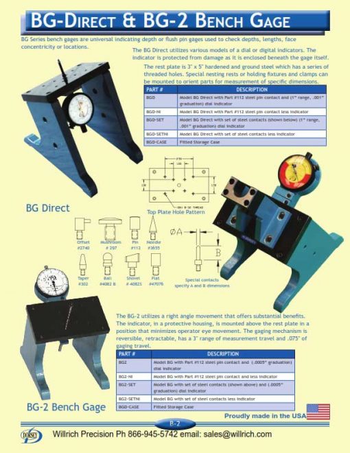 Dorsey Metrology BG-2 Bench Gage | Willrich Precision Instruments