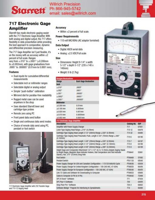 Starrett 717 Analog and Digital Output Amplifier | Willrich Precision ...