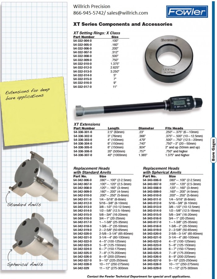 Fowler Bowers XT-Series Holemikes | Willrich Precision Instruments