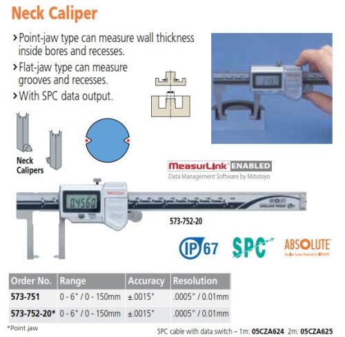 Mitutoyo Neck Caliper Digital | Willrich Precision Instruments