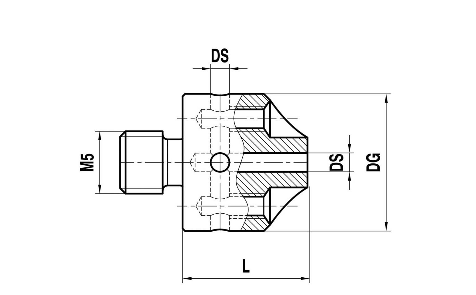 M5 stainless steel, 5 way stylus holder, DS 1 mm, L 10 mm, for Zeiss ...